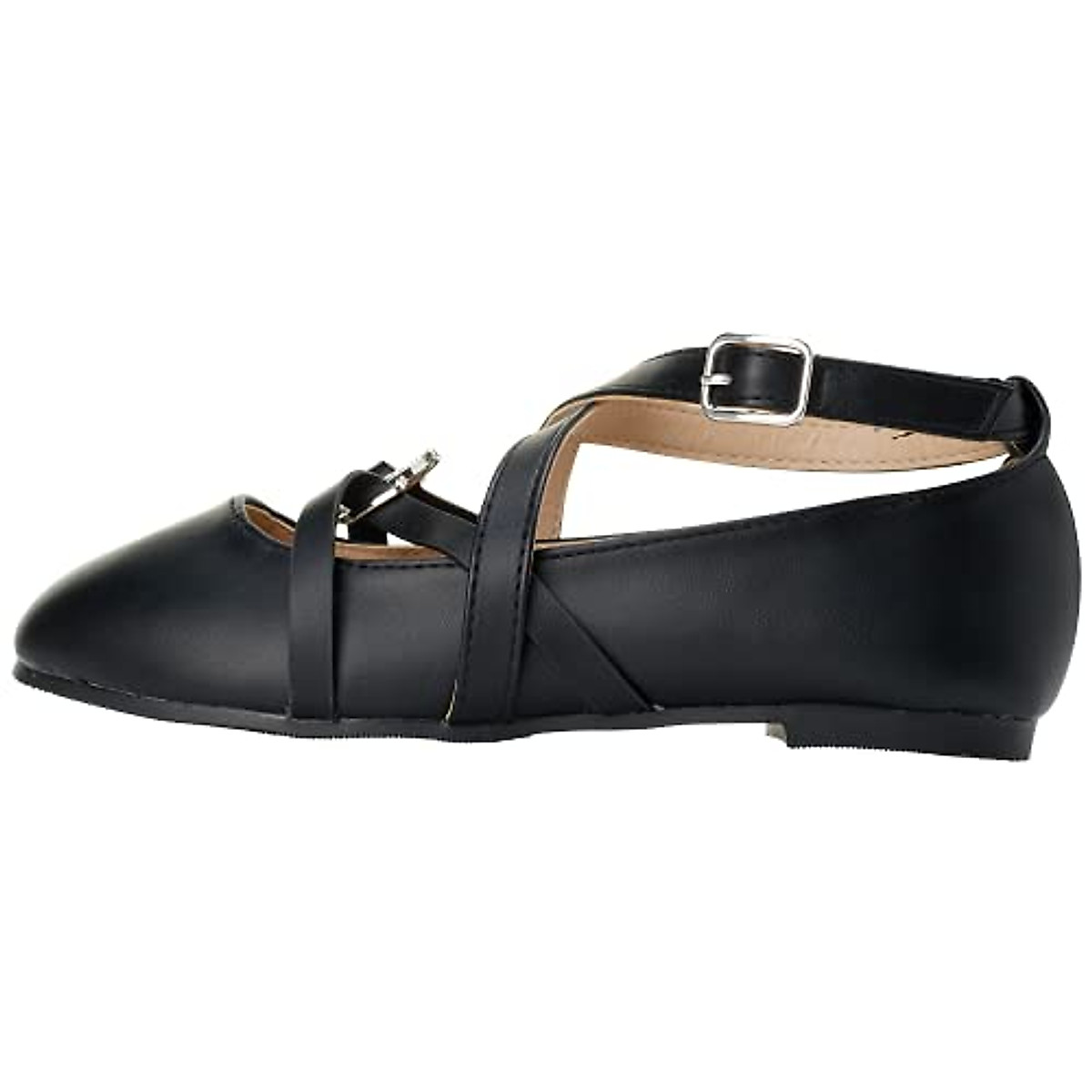 bebe Girls' Dress Shoes - Strappy Ballet Flats with Rhinestone Medallion (Little Girl/Big Girl), Size 1 Little Kid, Black