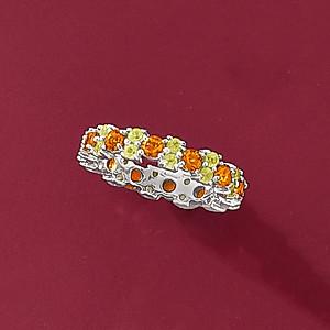 Ross-Simons 1.20 ct. t.w. Citrine and 1.10 ct. t.w. Peridot Eternity Band in Sterling Silver. Size 5