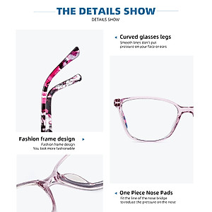 JAWSOCK 4 Pack Reading Glasses Blue Light Blocking for Women Men,Fashion Square Computer Readers with Spring Hinge,Anti Eyestrain Eyeglasses(2.0x)