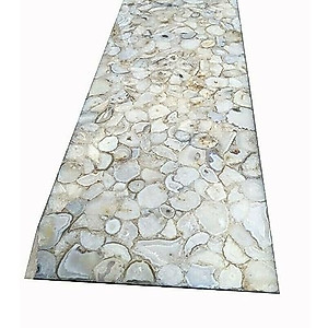 30 x 60 Inches White Agate Stone Dining Table Top with Elegant Look Rectangle Meeting Table from Indian Heritage Art and Crafts