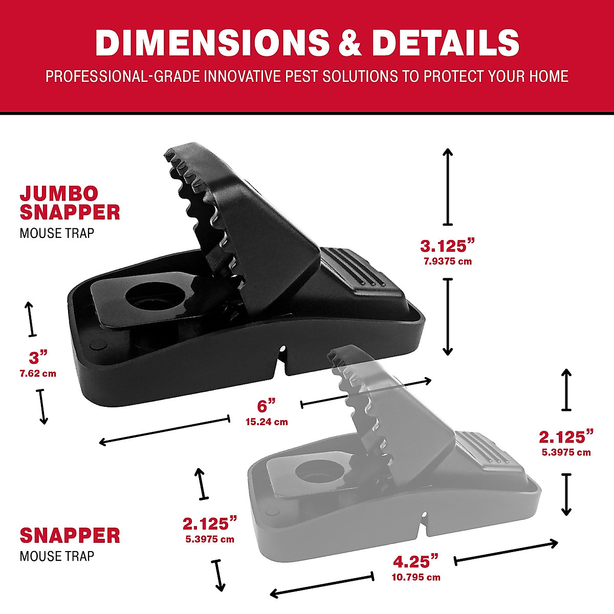 Catchmaster Jumbo Snapper Mouse Traps 6-Pk, Mouse Traps Indoor for Home, Reusable Rodent Killer for House, Outdoor Critter Catcher, Eco Friendly Pest Control for Garage, Basement, & Kitchen