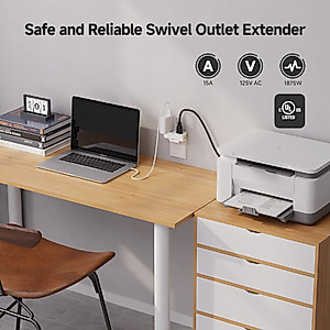 [UL Listed] Cable Matters 2-Pack 3 Outlet Grounded 180 Degree Swivel Wall Tap in White (Swivel Outlet, 3 Plug Outlet Adapter, Multi Plug Outlet, Outlet Extender)