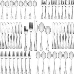 Lazycorner 50 Pcs Silverware Set for 10, Food Grade Stainless Steel Flatware Set Include Fork/Knife/Spoon, Mirror Polished Eating Utensils Sets, Reusable Silverwear Cutlery Set, Dishwasher Safe