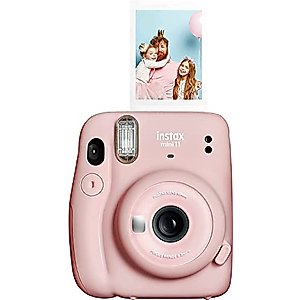 Fujifilm Instax Mini 11 Instant Film Camera with Automatic Exposure and Flash, Polaroid Camera, Fujinon 60mm Lens with Selfie Mirror, Optical Viewfinder - Blush Pink (Renewed)