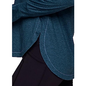 RBX Active Women's Long Sleeve Tunic Tee, Lightweight Crewneck Pullover T-Shirt, Super Soft Relaxed Fit Yoga Top F23 Dark Teal L
