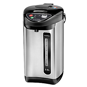 Chefman Electric Hot Water Pot Urn w/Auto & Manual Dispense Buttons, Safety Lock, Instant Heating for Coffee & Tea, Auto-Shutoff & Boil Dry Protection, Insulated Stainless Steel, 3.6L/3.8 Qt/20+ Cups