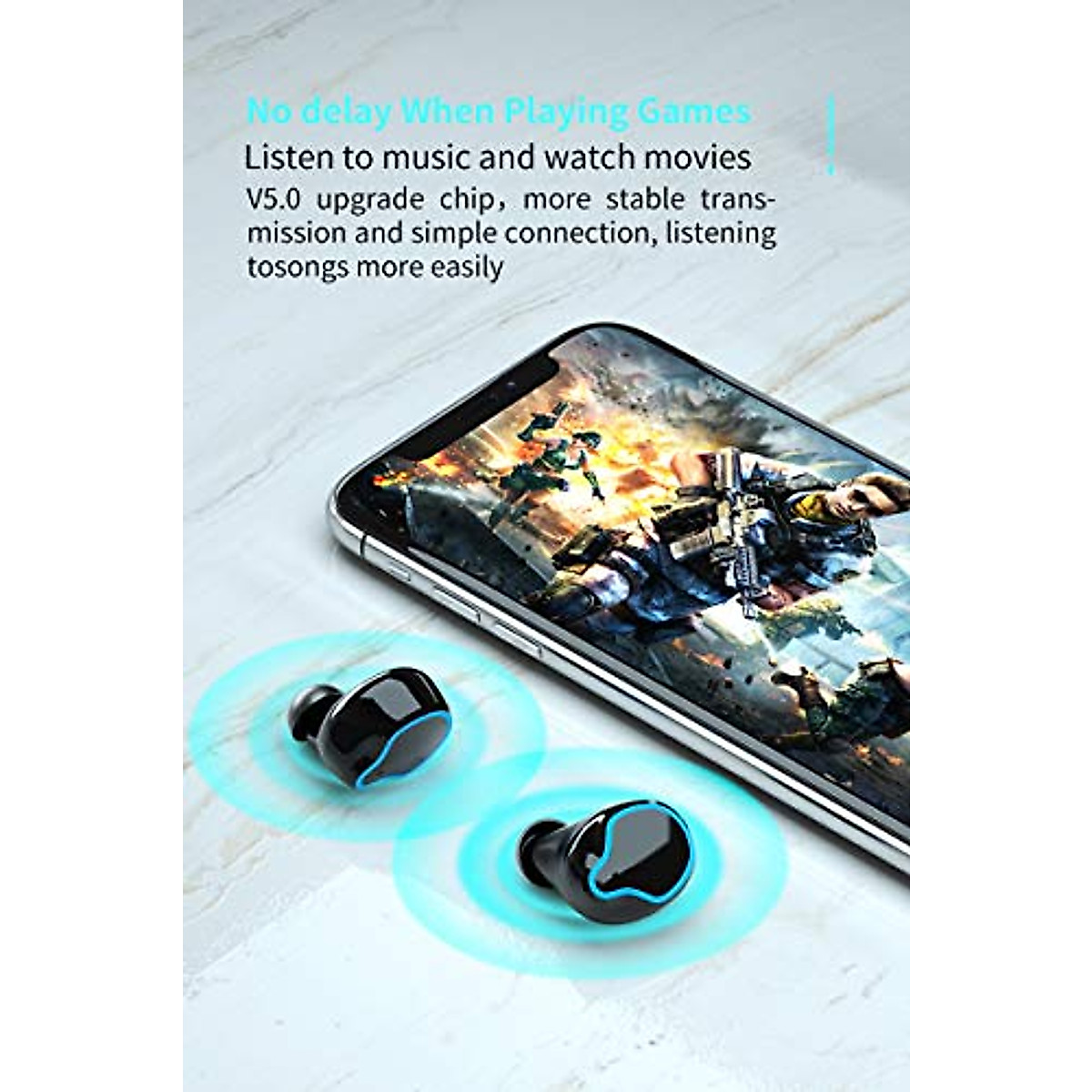 YISMO Wireless Bluetooth Earbuds W/Charging Box, Power Bank, LED Display, Flashlight, Mirror, Noise-Cancelling Deep Bass Stereo, Waterproof, for Android, Apple, iOS, Works w/Most Software and Games