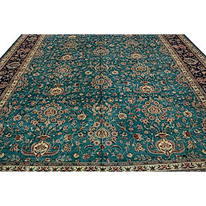 NOORI RUG Pak-Persian Tabriz Teal Green/Navy Rug, 12'0 x 16'0