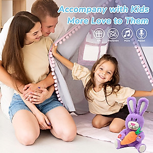 Hopearl Talking Singing Bunny Repeats What You Say Rabbit Musical Shaking Head Electric Interactive Animated Toy Speaking Plush Buddy Gifts for Toddlers, Purple, 15''