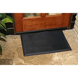 Durable Corporation 396S1624BK Heavy Duty Rubber Fingertip Entrance Mat, for Outdoor Areas, 16" Width x 24" Length x 5/8" Thickness, Black