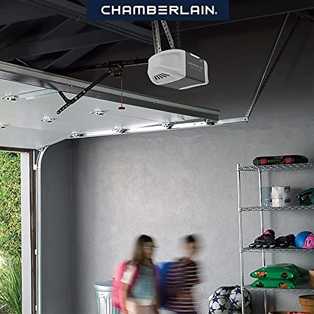 CHAMBERLAIN B2401 Smart Quiet Belt Drive Garage Door Opener, Gray