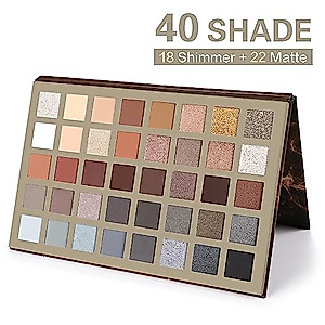 UCANBE Nude Eyeshadow Makeup Palette, 40 Color Matte Shimmer Glitter Eye Shadow, Warm Neutral Black Dark Grey Smoky Make Up Pallet Highly Pigmented Long Lasting Waterproof