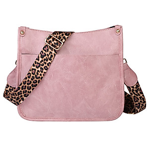 Tom Clovers Crossbody Bags for Women Vegan Leather Handbag Wallet Purse Adjustable Leopard Shoulder Strap