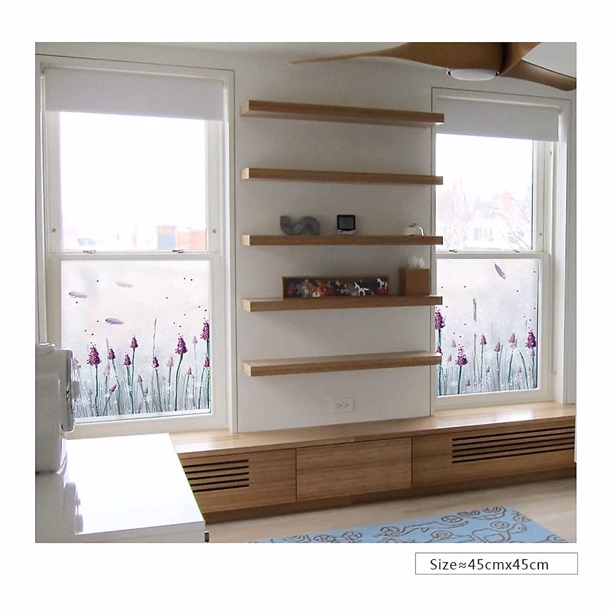 Glass Window Film Static Cling Glass Sticker Lavender Home Decorative Privacy Protection Frosted Stained Window Film Window Privacy Film (Color : 90cmx100cm)