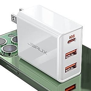 iPhone Charger Block 32W Fast Charging, JSAUX USB-C Wall Charger [3-Port 20W+12W] Type C Charger with 20W USB-C Port & Dual 12W USB-A Ports for iPhone 14 Pro Max/13/12/11/XR/XS/8 Plus/7/6S/SE 2022 etc