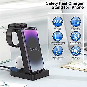 Charger Station for Apple Devices, 3 in1 Fast Charging Stand,iPhone Charging Dock Stand for i Watch Ultra/8/7/6/SE/5/4/3 and iPhone 14 13 12 11 Pro X Max XS XR 8 7 Plus 6s and Air Pods with Adapter