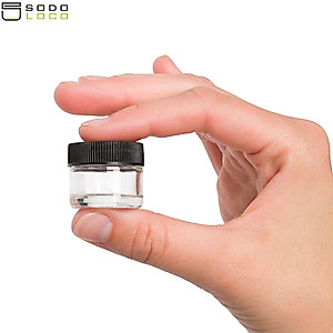 (200 Pack) 5ml Thick Glass Jars with Black Lids - Airtight Containers for Oil, Lip Balm, Wax, Cosmetics - Mini Refillable Jars Great for Travel, Samples, & More