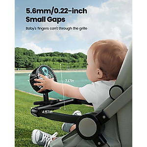 Gaiatop Clip on Fan Battery Operated, 4000mAh Auto Oscillating Portable USB Fan with Light & Hook, 4 Speed Personal Mini Desk Fan Rechargeable Table Fan for Home Office Stroller Black