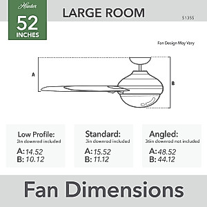 Hunter Bartlett Indoor Ceiling Fan with LED Light and Pull Chain Control, 52", Fresh White