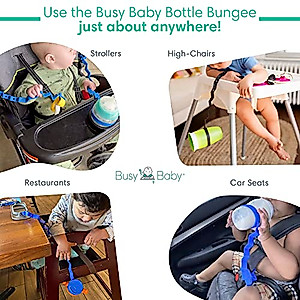Busy Baby Bottle Bungee - Sippy Cup Strap - Keep Bottles and Sippy Cups Off The Floor - Great for Babies, Toddlers and Kids - Food Grade Silicone - Dishwasher Safe - Spearmint