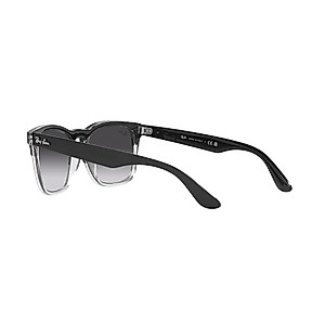 Ray-Ban RB4487 Steve Square Sunglasses, Black on Transparent/Grey Gradient Blue, 54 mm