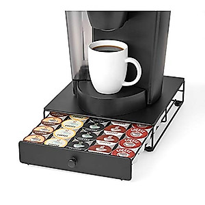 Nifty Coffee Pod Drawer – Black, Compatible with K-Cups, 30 Pod Pack Holder, Non-Rolling, Compact Under Coffee Pot Storage Sliding Drawer, Home Kitchen Counter Organizer