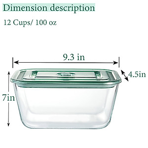 Opexscal 12 Cups/ 100 oz Large Glass Food Storage Baking Container with Lid - For Baking, Roasting, Storing Food, Vegetables, Fruits