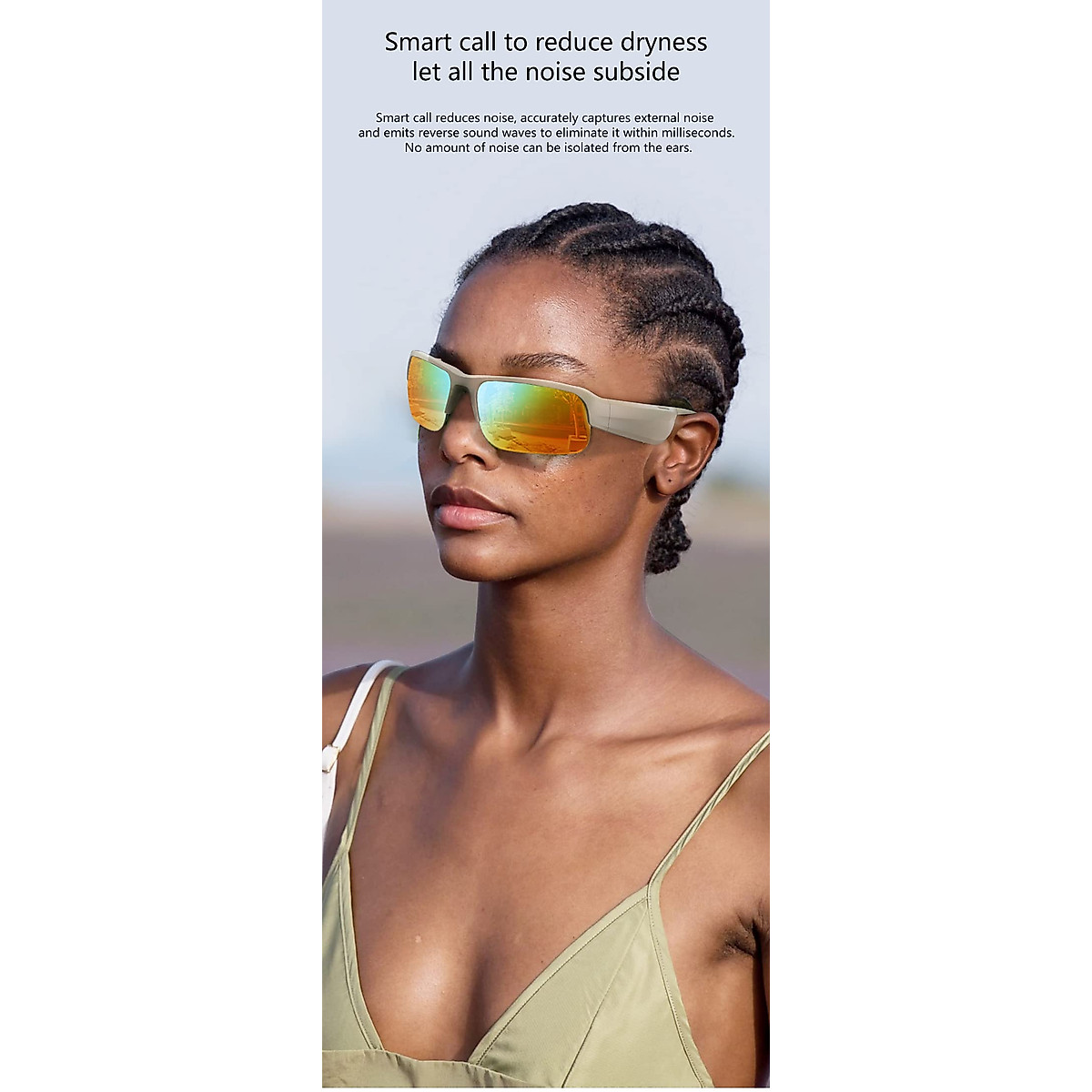 Smart Glasses: Blue Light Filtering & Polarized Sunglass Lenses - Low Latency Audio - Built-in Mic & Speakers - Touch & Voice Assistant Compatible