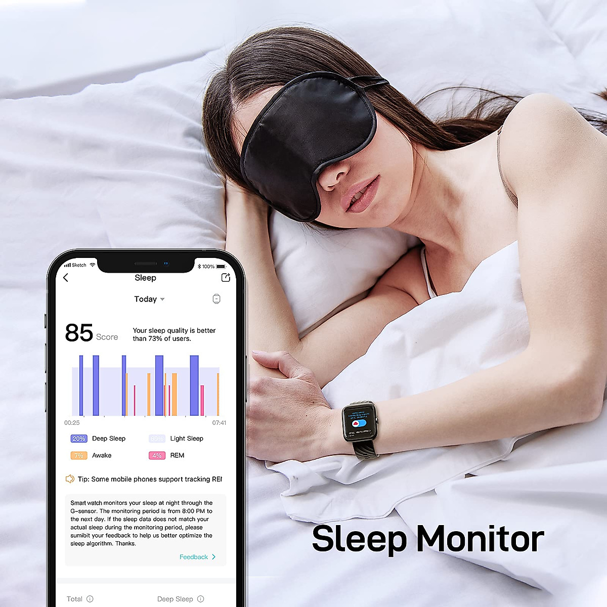 Smart Watch, 1.5 Inch HD Touch Screen Fitness Watch，18 Sport Modes IP68 Waterproof Fitness Tracker with Heart Rate Tracker Blood Oxygen Sleep Monitor, for iPhone Android Men Women