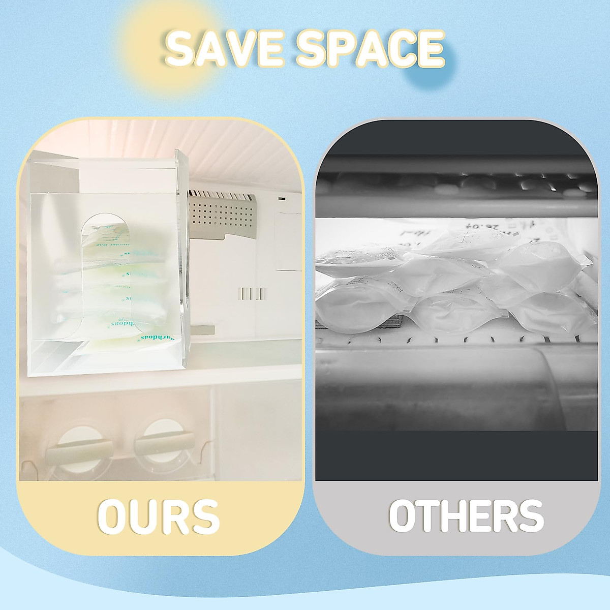 Hushee 12 Pcs Clear Flat Breast Milk Freezer Storage Organizer Space Saving Breastmilk Storage Breastmilk Freezer Tray Breastfeeding Bag Organization, 7.87 x 4.72 x 0.67 in