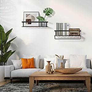 Uten Floating Shelves, Wall Mounted Updated Space Aluminum Shelves Set of 2, Bathroom Storage Shelves with Towel Rack, Wall Hanging Organizer Shelf for Bathroom, Kitchen