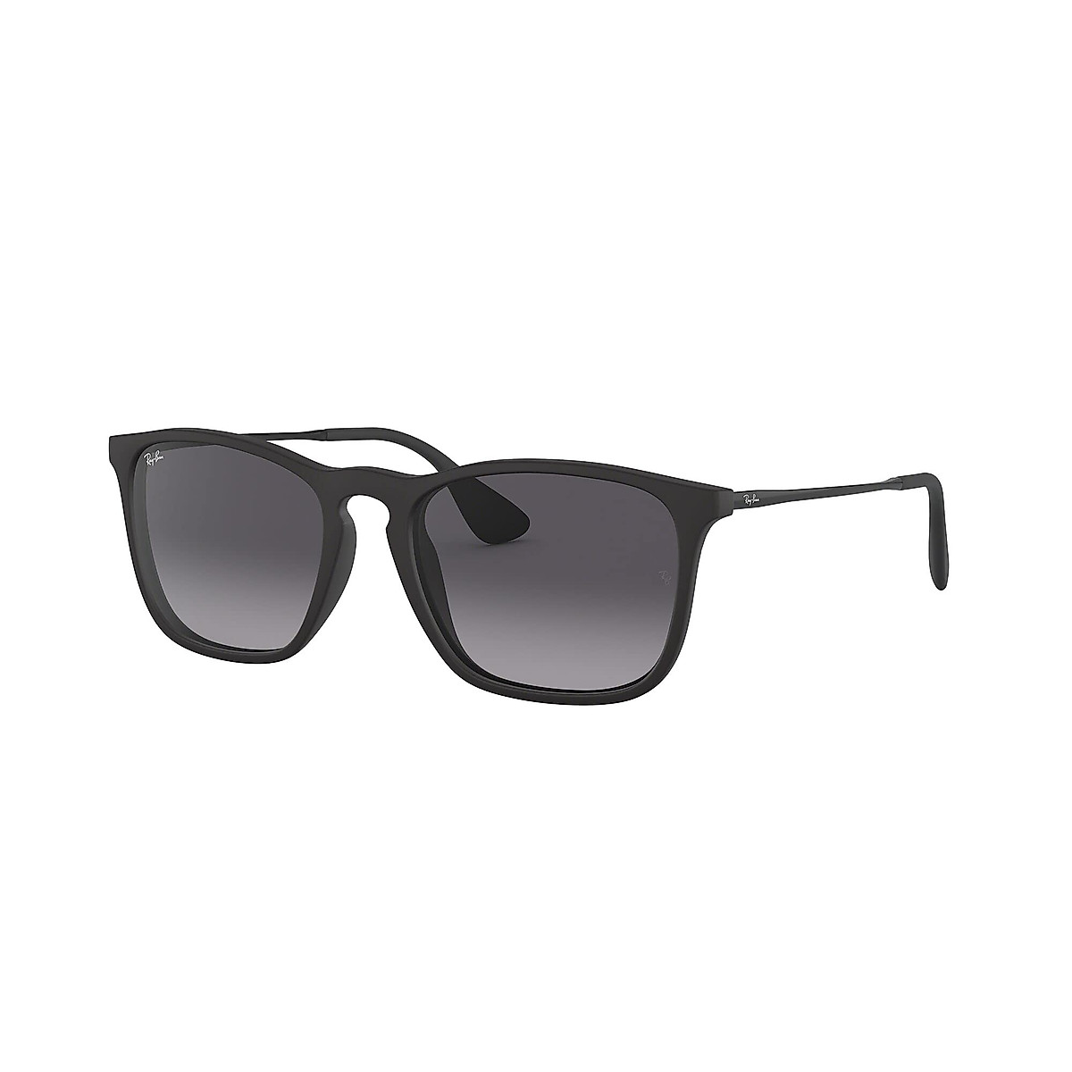 Ray-Ban RB4187 Chris Square Sunglasses, Rubber Black/Light Grey Gradient Dark Grey, 54 mm