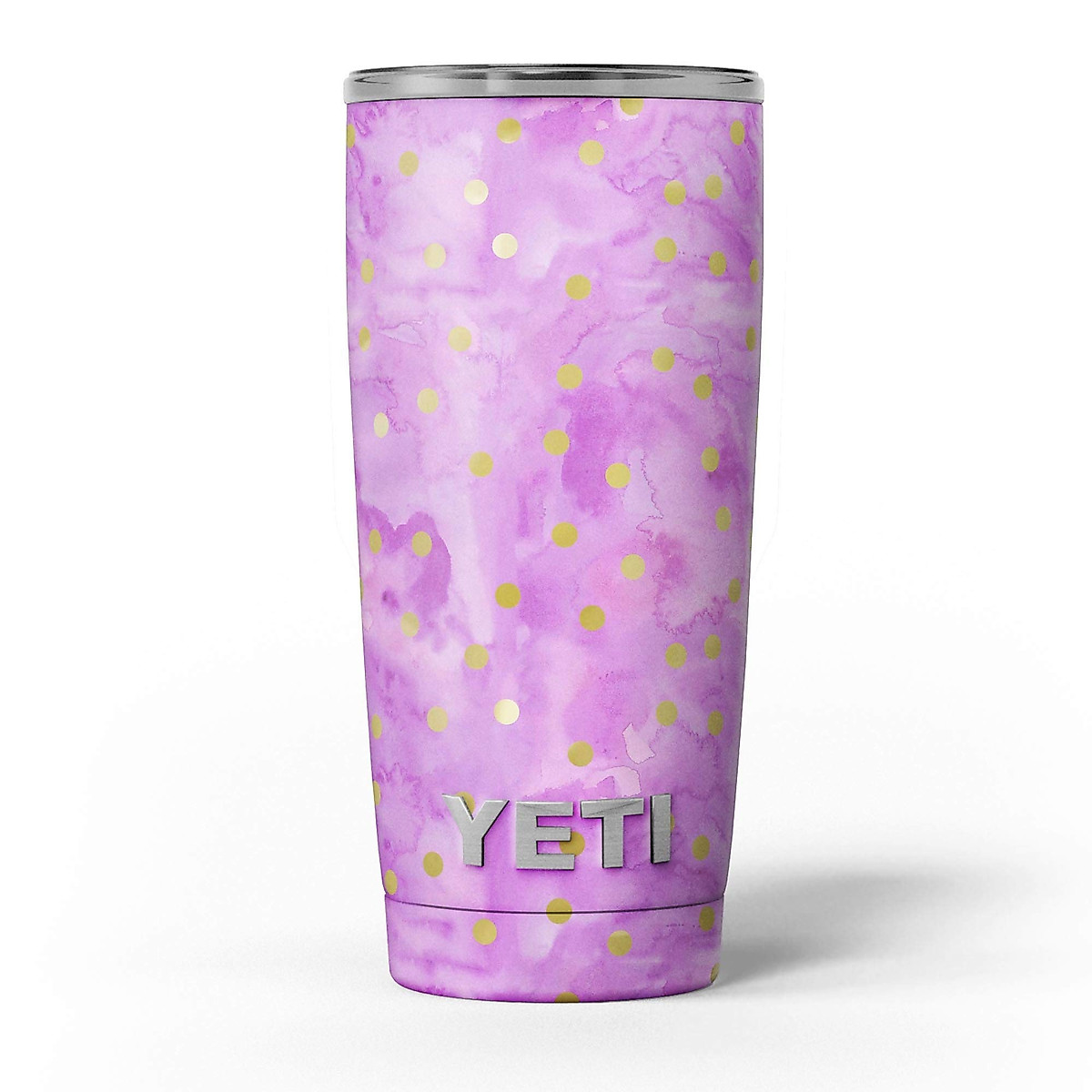 Design Skinz Gold Polka Dots Over Grungy Pink Surface - Skin Decal Vinyl Wrap Kit Compatible with The Yeti Rambler Cooler Tumbler Cups