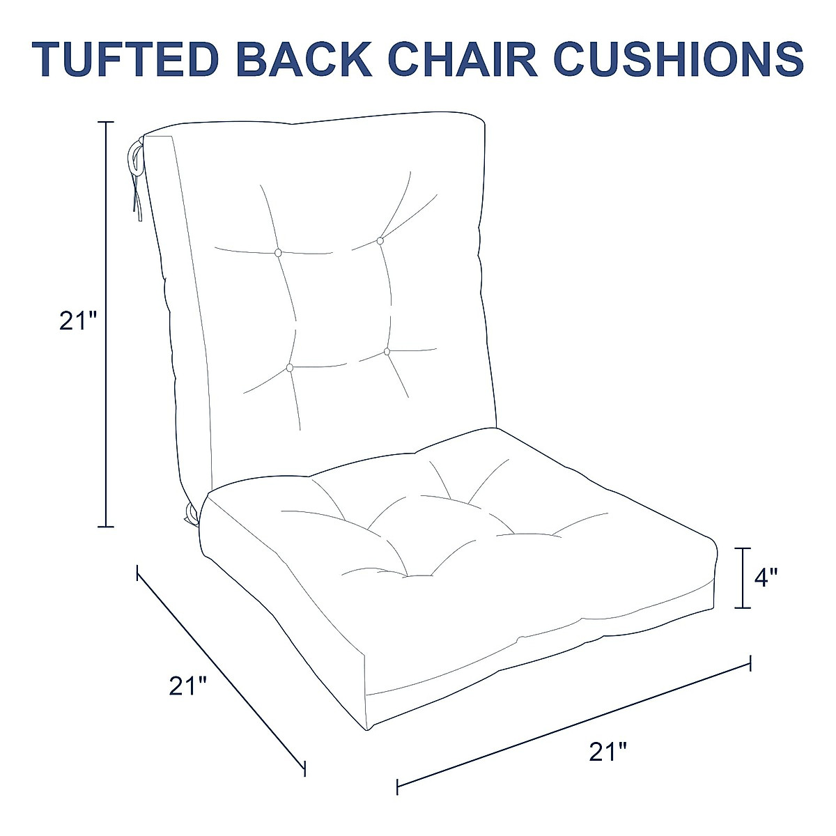 Melody Elephant Outdoor Chair Cushions, Tufted Back Patio Furniture Cushions Set of 2, Water Repellent Wicker High Back Chair Cushion for Home Garden, 42x21x4 Inch, Pretty Paisley