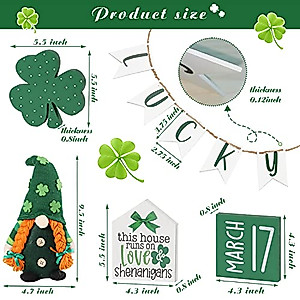 5PCS St. Patrick 's Day Tiered Tray Decor, Gnome, Irish Wood Shamrocks， St.Patrick Day Wood Signs LUCKY Ornament Decoration for Home
