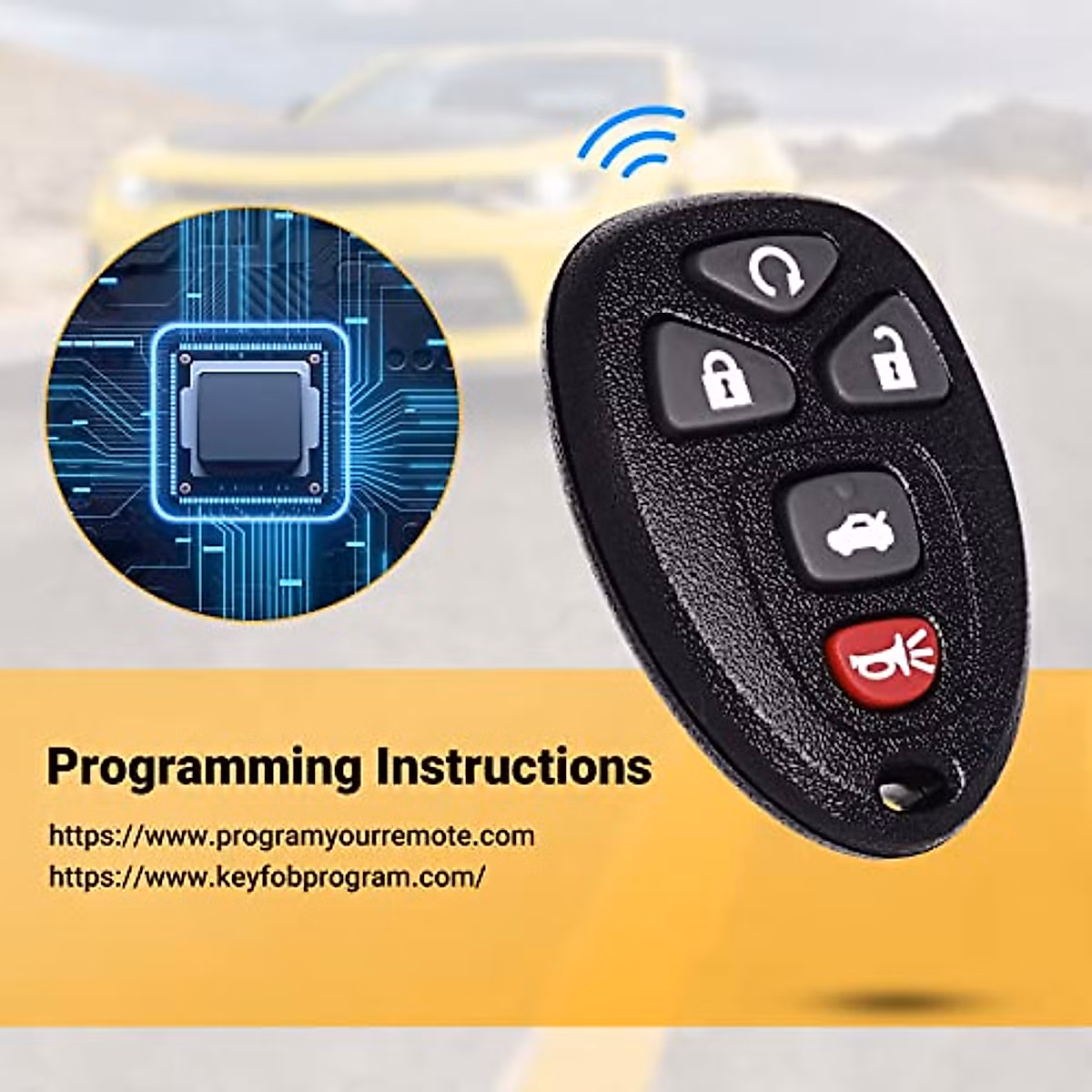 Key Fob Keyless Entry Remote Compatible with 2006-2013 Chevy Chevrolet Impala丨 Monte Carlo丨 Buick Lucerne 丨 Cadillac DTS Car Key Replacement 5 Buttons with FCC ID OUC60270, OUC60221