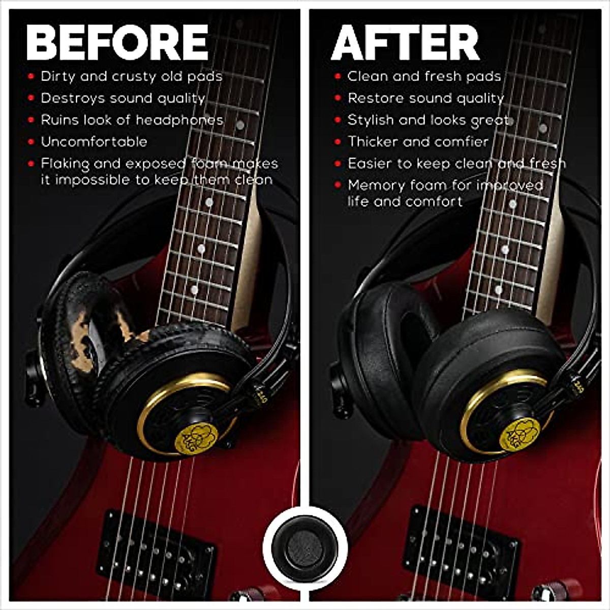 BRAINWAVZ Round Sheepskin Leather Earpads - Fits Many Large Headphones - SteelSeries, HD668B, ATH, AKG K553, HifiMan, ATH, Philips, Fostex, Sony Memory Foam Ear Pad & More