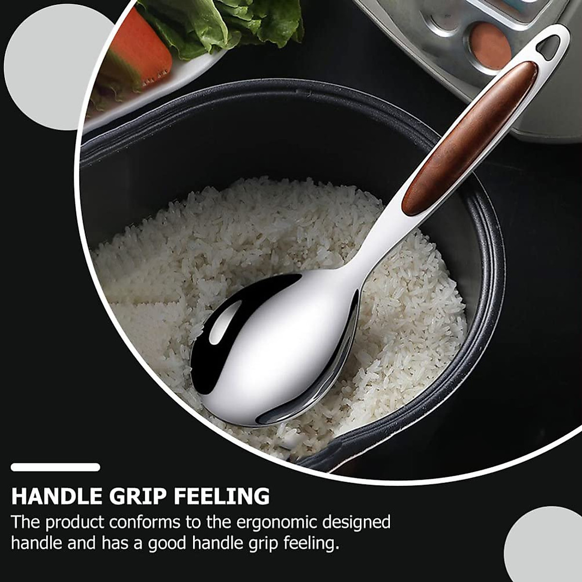 HEMOTON Rice Paddle Spoon 2Pcs Rice Paddle Rice Spoon Stainless Steel Rice Serving Spoon Rice Scooper Non- stick Rice Spatula Rice Server Spoon