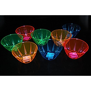DIRECTGLOW LLC Neon 24oz Blacklight Reactive Bowls + Blacklight Balloons   (8, Neon Assorted)