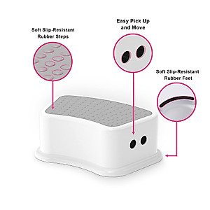 UNCLE WU Step Stool for Kids - Bathroom Safety Bottom as Potty Training Stool -Slip Resistant Surface 1 Step Stool for Toddler/Adult