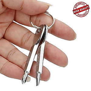 SANJINFON Pocket Screwdriver Dual-purpose: Flat Head Screwdriver & Small Phillips Head Screwdriver Set, Mens Keychain Tool, Mini EDC Keychain Screwdriver Gadgets, Great Gifts for Men Dad Boy (2Pcs SL)