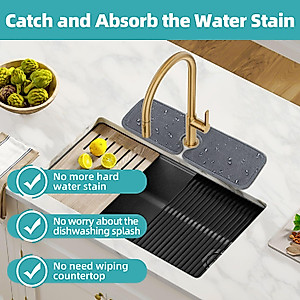 Sink Faucet Mat for Kitchen: PoYang Kitchen Sink Splash Guard Behind Faucet, Kitchen Faucet Absorbent Mat, Faucet Mat for Kitchen Sink, Microfiber Cloth Faucet Mat (4 Pack, 17.7''x4.7'')
