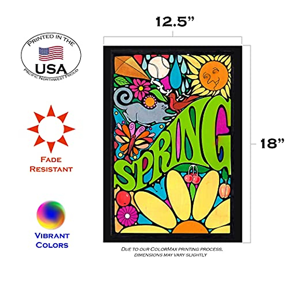 Toland Home Garden 1112150 Groovy Spring Spring Flag 12x18 Inch Double Sided Spring Garden Flag for Outdoor House Flag Yard Decoration