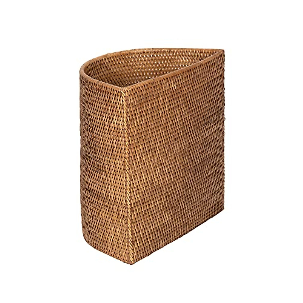 KOUBOO 1030082, Honey Brown Handwoven Half-Moon Rattan Waste Basket