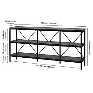Kira 64" Wide Rectangular Console Table in Blackened Bronze/Black Grain