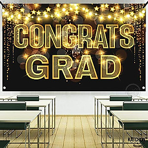 XtraLarge, Congrats Grad Banner - 72x44 Inch, Black and Gold Graduation Decorations 2023 | Graduation Banner for Class of 2023 Decorations | Graduation Backdrop for Graduation Party Decorations 2023