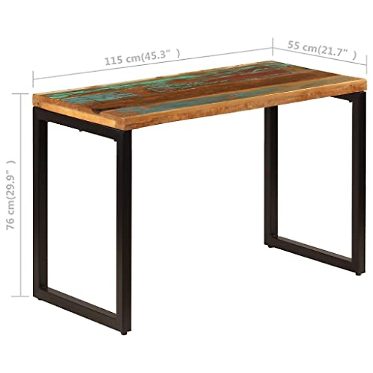 YPWRENH Cocktail Table Snack Table Dining Table 45.3"x21.7"x29.9" Solid Reclaimed Wood and Steel for Dining Room, Kitchen or Living Room