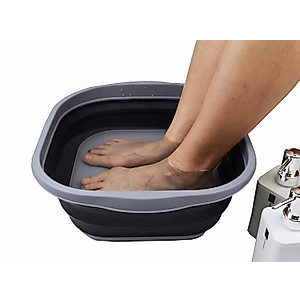 SAMMART 10L (2.6 Gallons) Collapsible Tub - Foldable Dish Tub - Portable Washing Basin - Space Saving Plastic Washtub (Dark Grey/Black (Set of 2))