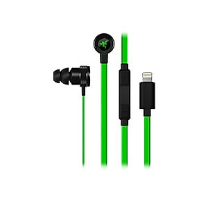 Razer Hammerhead Earbuds for iOS: DAC - Custom-Tuned Dual-Driver Technology - in-Line Mic & Volume Control - Aluminum Frame - Lightning Connector - Green, RZ04-02090100-R3U1