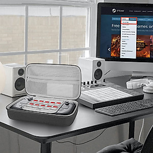 Geekria Carrying Case Compatible with Steam Deck, Hard Shell Carry Case Portable Travel Storage Pouch with Pocket Compatible with Steam Deck Accessories, and Original Charger Storage Bag (Gray)